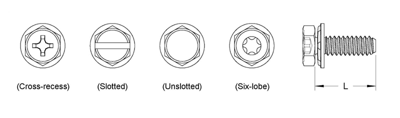 Indented Hex Head Square Cone Washer Sems | PENCOM