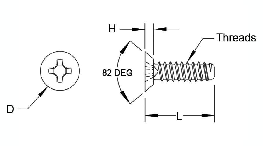 82 Degree Undercut Flat Head Screws - Type B | PENCOM